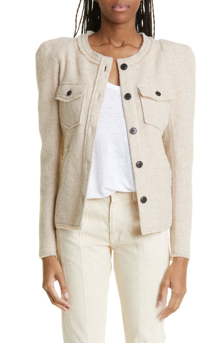 Isabel Marant Étoile Nelly Frayed Puff Shoulder Jacket | Nordstromrack