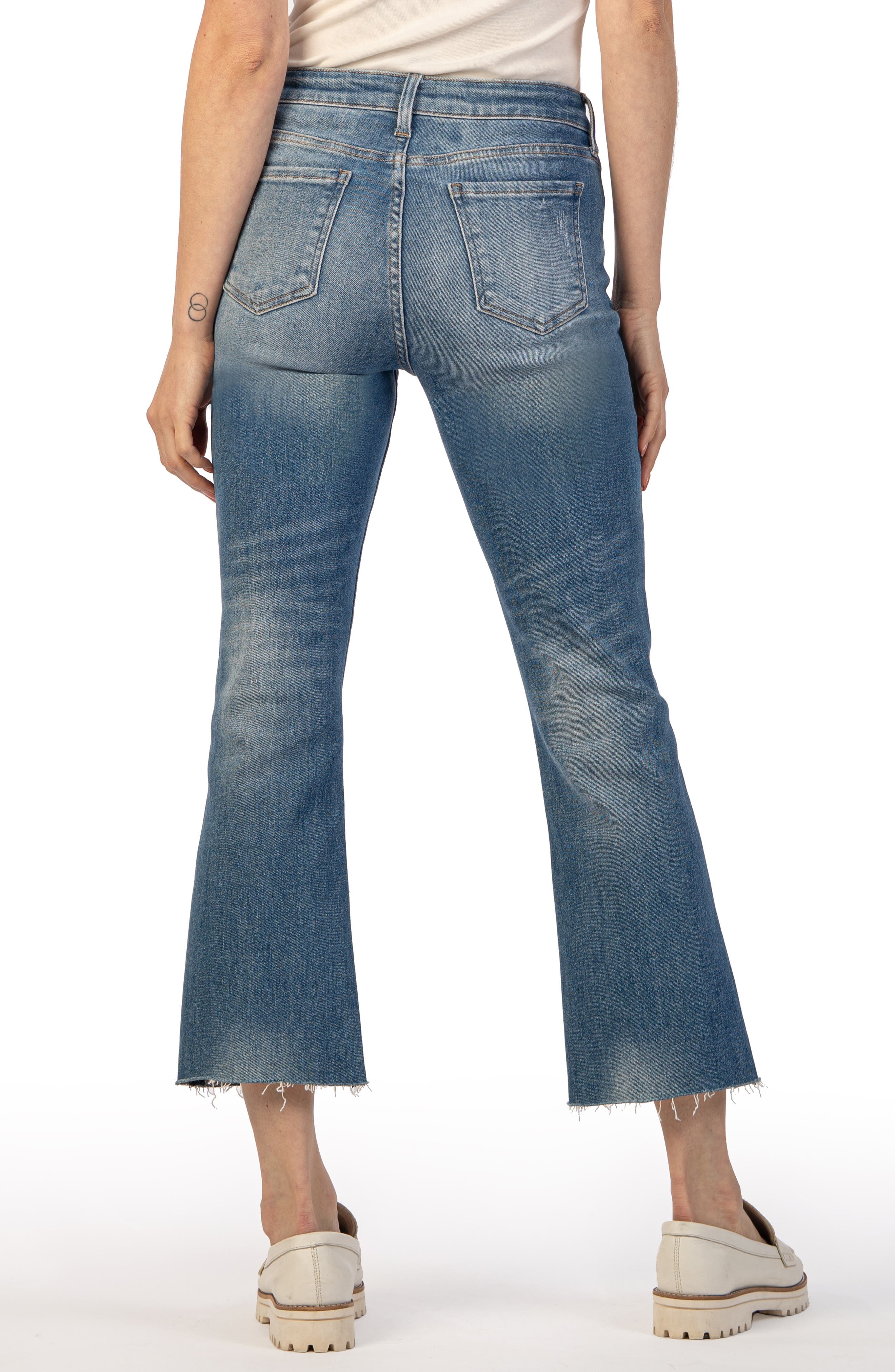 KUT from the Kloth Kelsey Fab Ab High Waist Raw Hem Ankle Flare Jeans ...