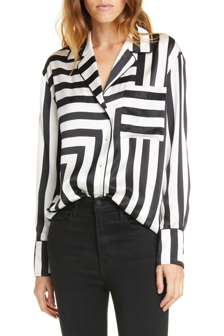 Mixed Stripe Silk PJ Blouse (Women) | Nordstromrack