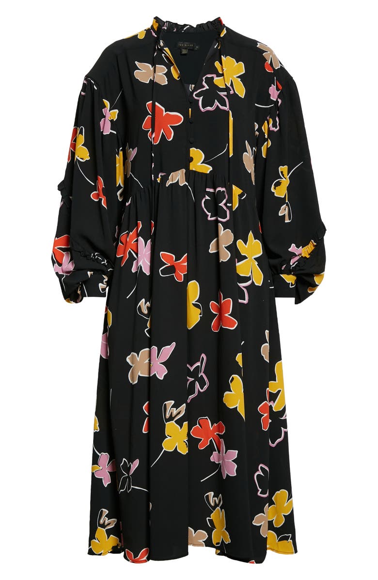 Ted Baker London Yviee Chuck Ruffle Long Sleeve Floral Midi Dress ...