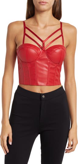 SECRET LACE Caged Front Vegan Leather Bustier | Nordstromrack