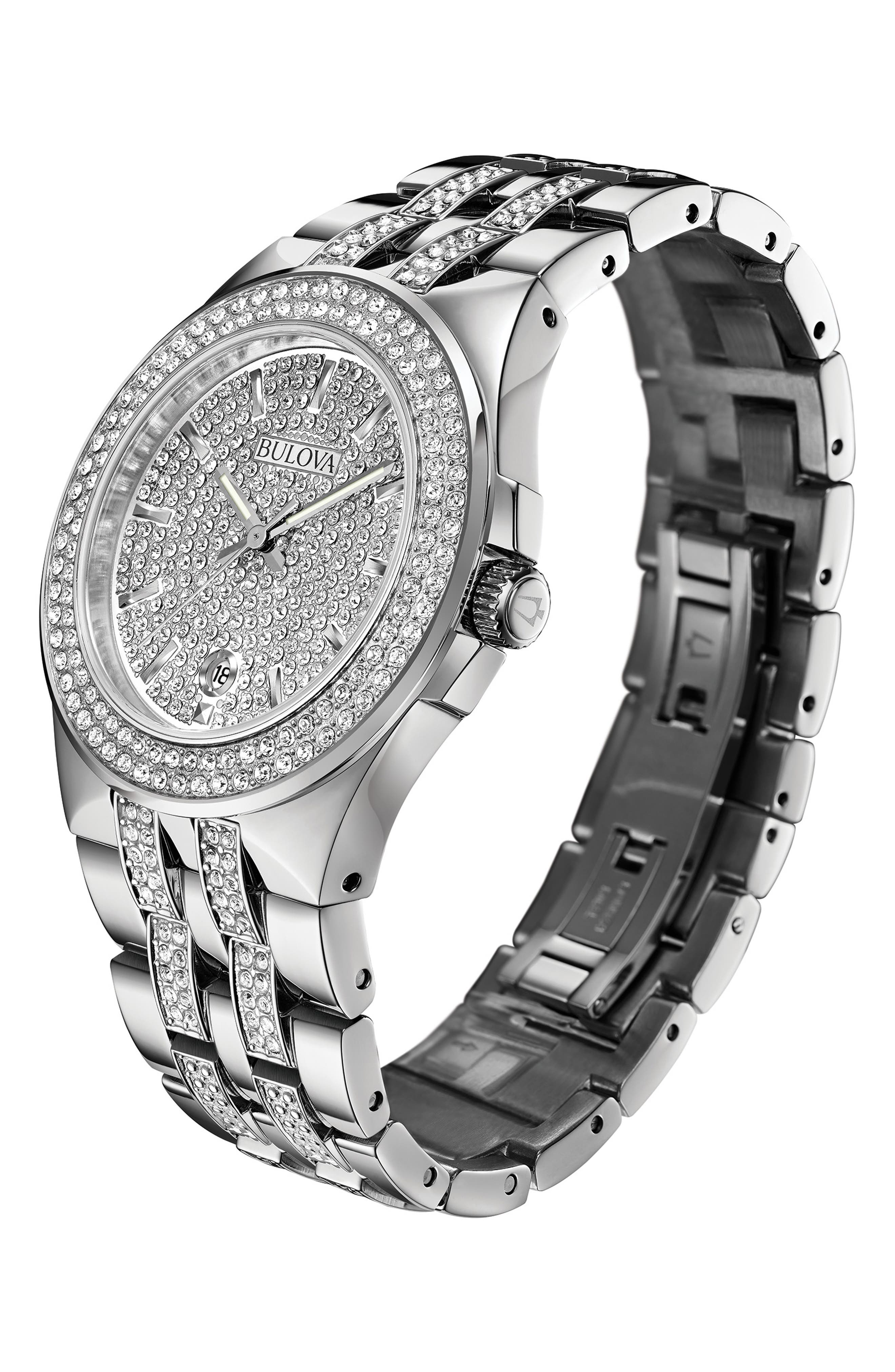 BULOVA Pavé Crystal Bracelet Watch, 42mm | Nordstromrack