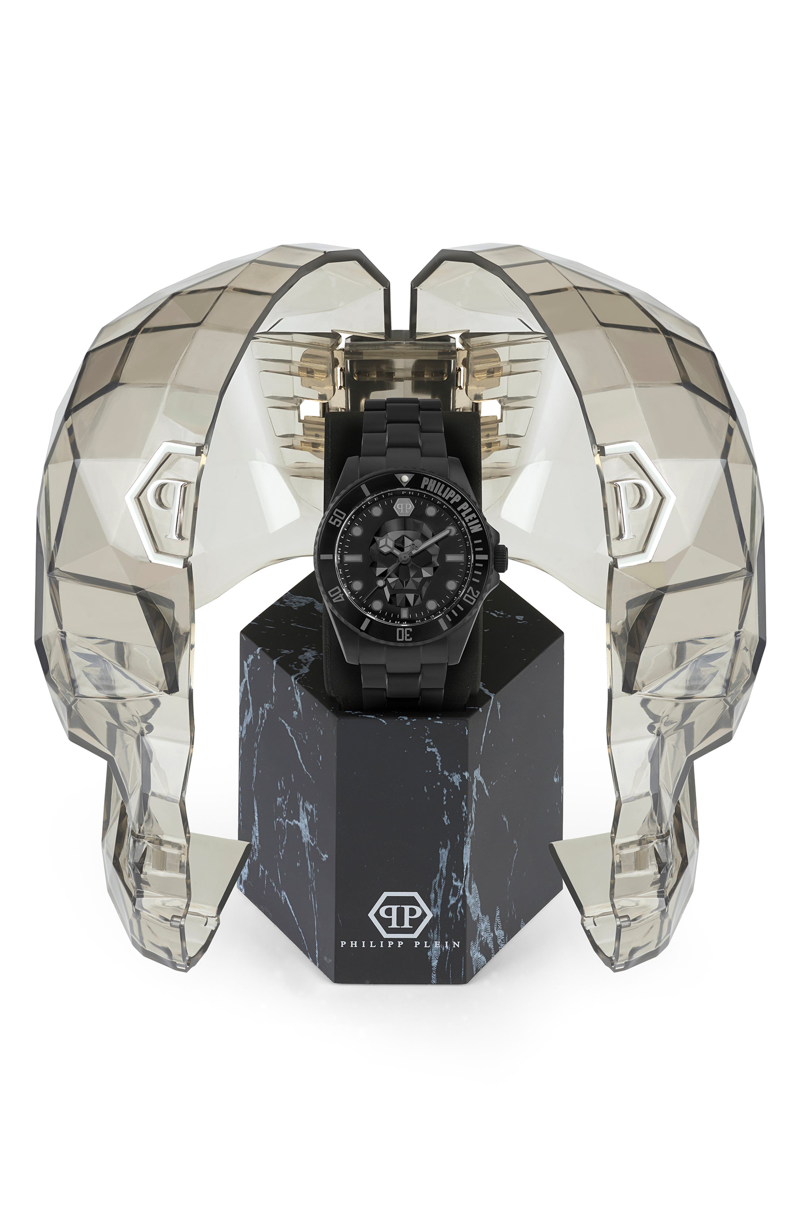 PHILIPP PLEIN The $kull Carbon Fiber Dial Bracelet Watch, 44mm ...
