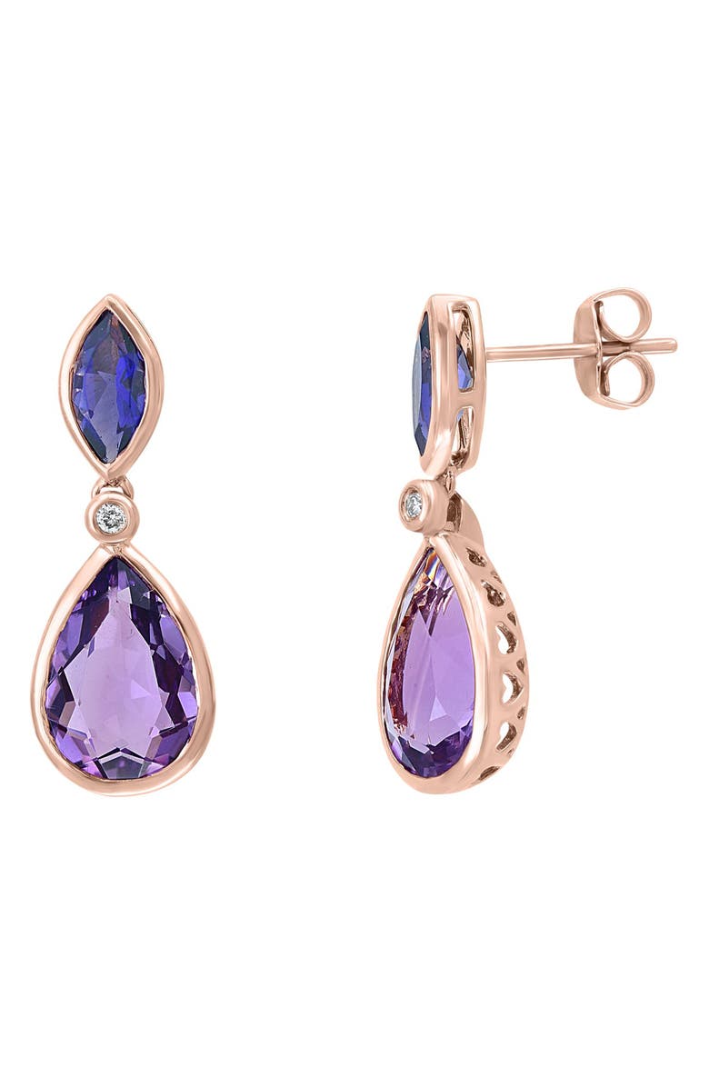 EFFY 14K Rose Gold Amethyst Pear & Lolite Marquise Drop Earrings - 0.03 ...