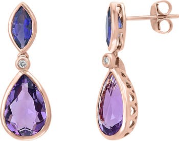EFFY 14K Rose Gold Amethyst Pear & Lolite Marquise Drop Earrings - 0.03 ...