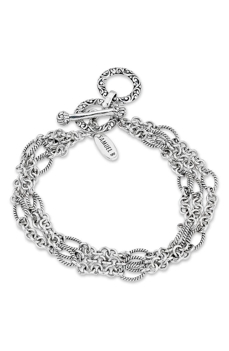SAMUEL B. Sterling Silver Triple Chain Toggle Bracelet | Nordstromrack