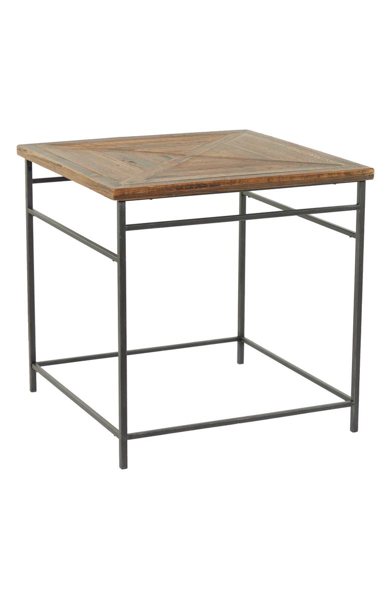 SONOMA SAGE HOME Black Metal Rustic Accent Table with Brown Wood Top ...