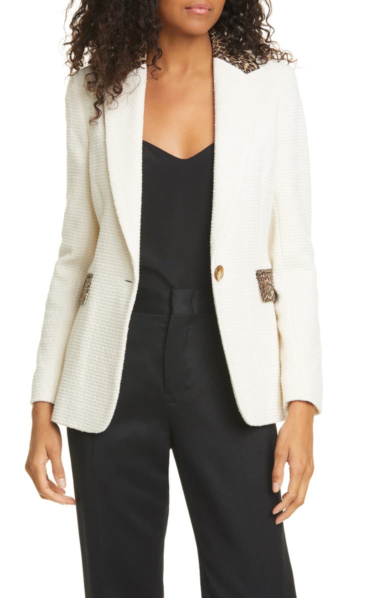 Helene Berman Carine Leopard Contrast Tweed Blazer | Nordstromrack