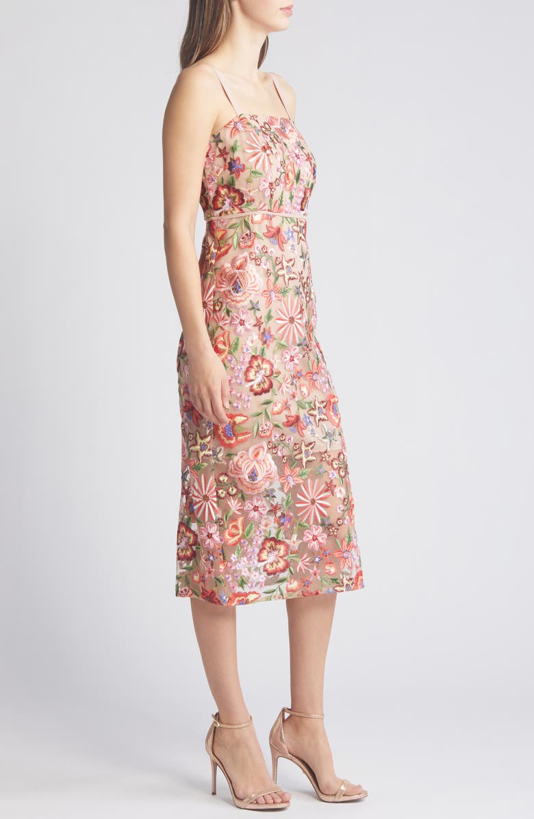 Sam Edelman Floral Embroidered Midi Sheath Dress | Nordstrom