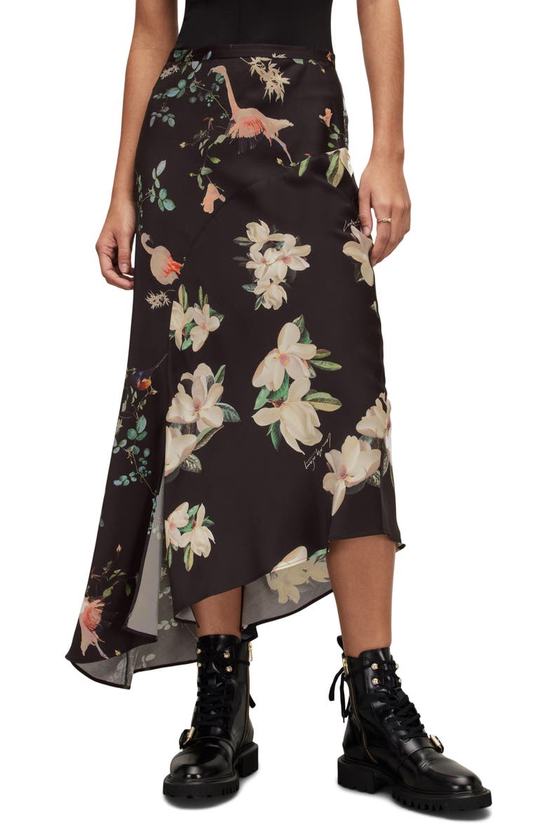 AllSaints Luisa Fabia Floral Print Asymmetric Skirt | Nordstromrack