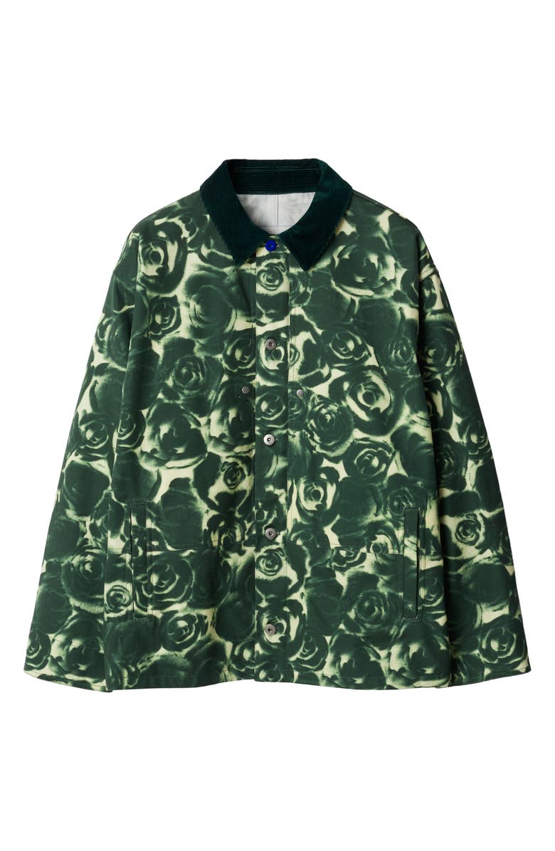 Burberry Floral Print Cotton Canvas Button-Up Overshirt | Nordstromrack