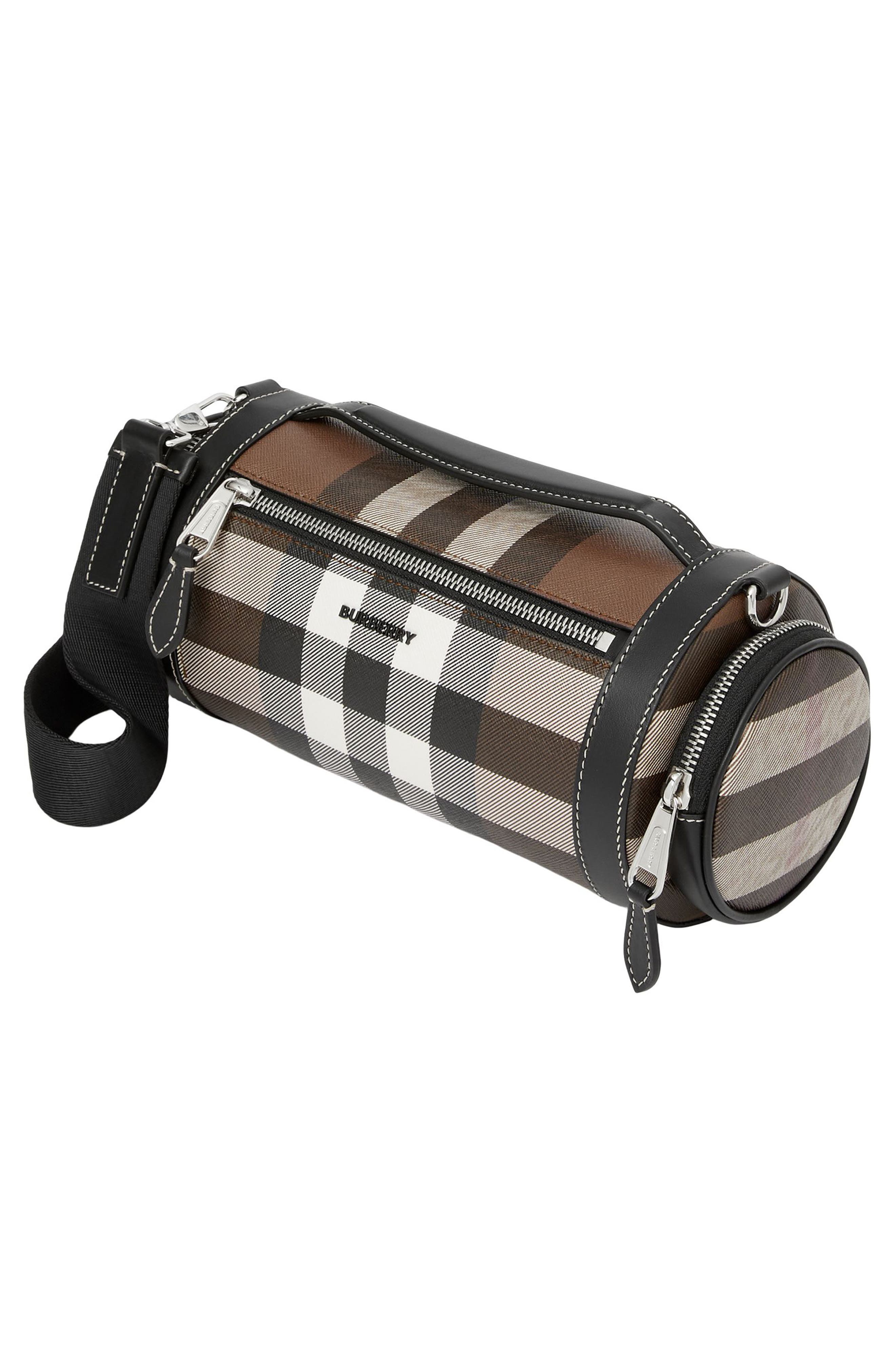 Burberry Sound Exaggerated Check Canvas & Leather Bag | Nordstrom