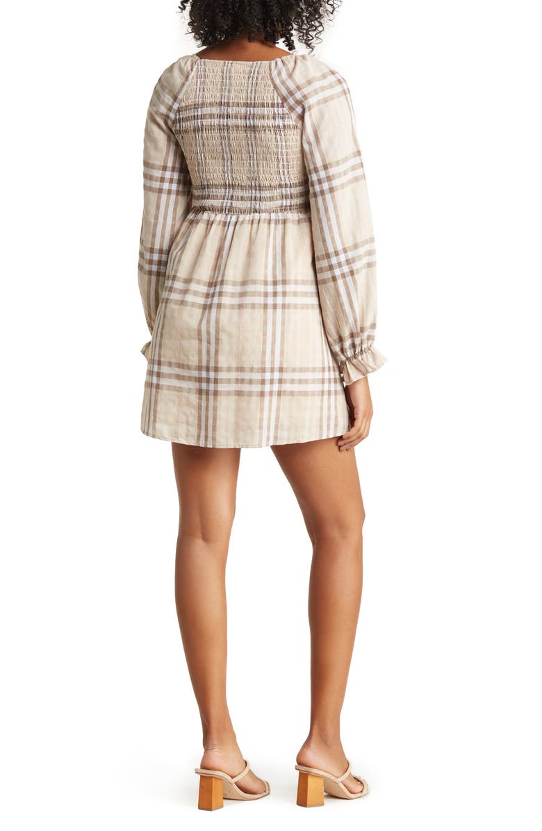 COCO & JAMESON Plaid Smocked V-Neck Dress | Nordstromrack