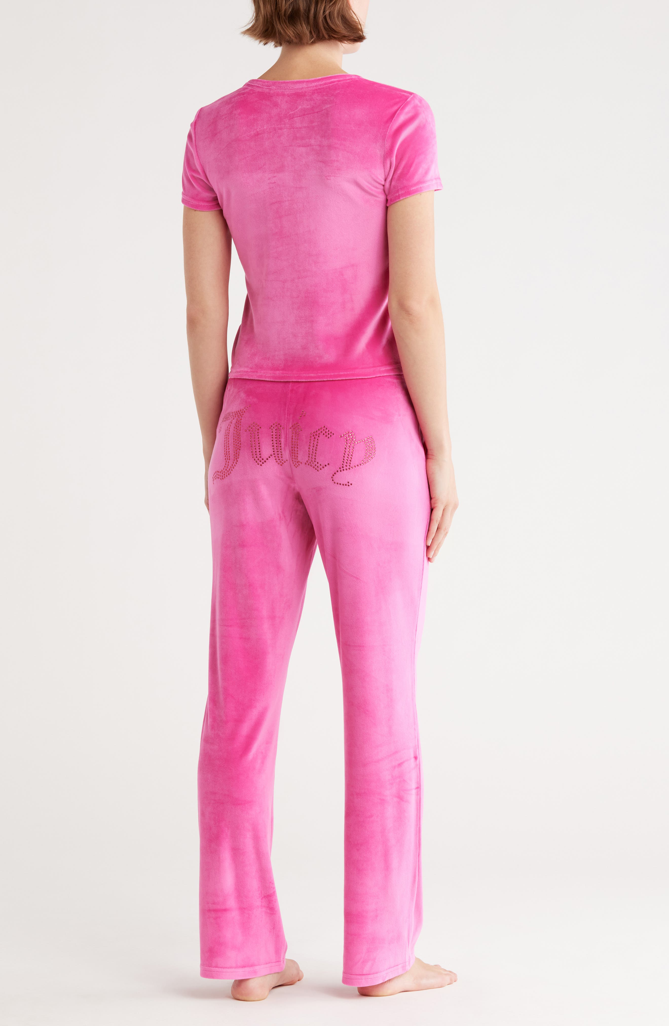 Juicy Couture Rhinestone Logo Velour Top & Pants Pajamas | Nordstromrack