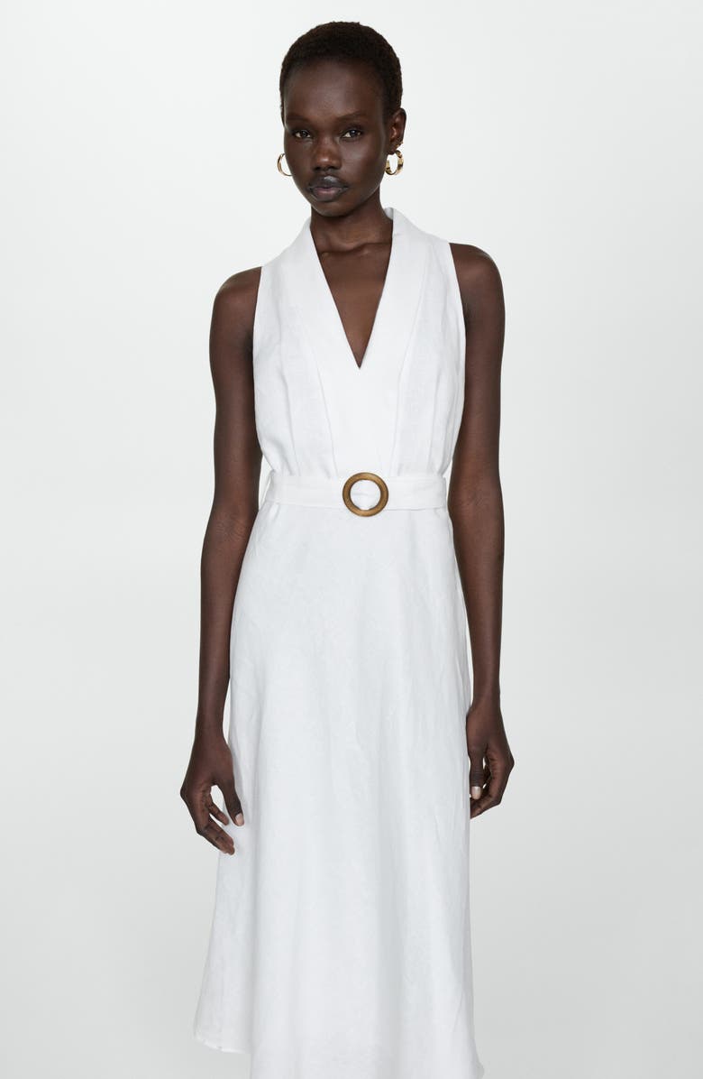 MANGO Lisa2 Sleeveless Linen Midi Dress | Nordstromrack