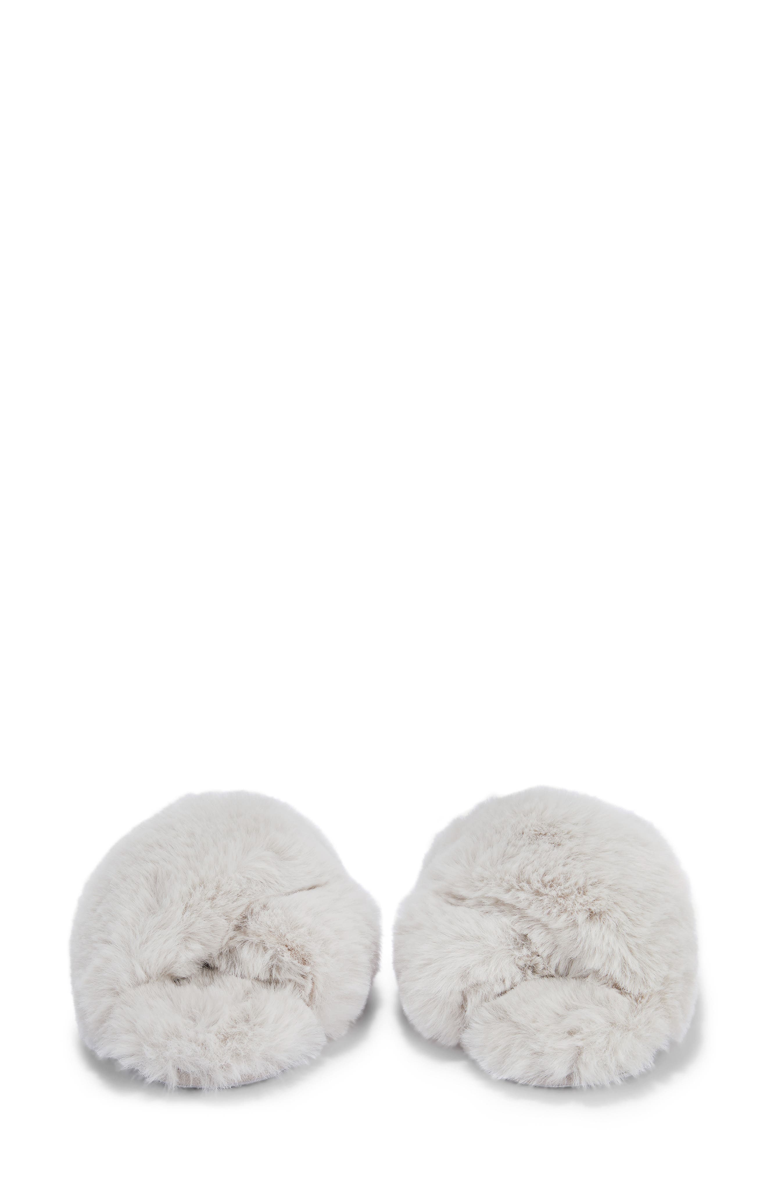 The White Company Cross Front Faux Fur Slipper (Women) | Nordstrom
