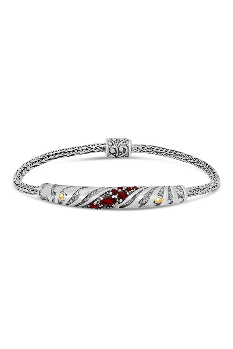 Bali Filigree 18K Gold & Sterling Silver Garnet Dragon Bone Woven Chain ...