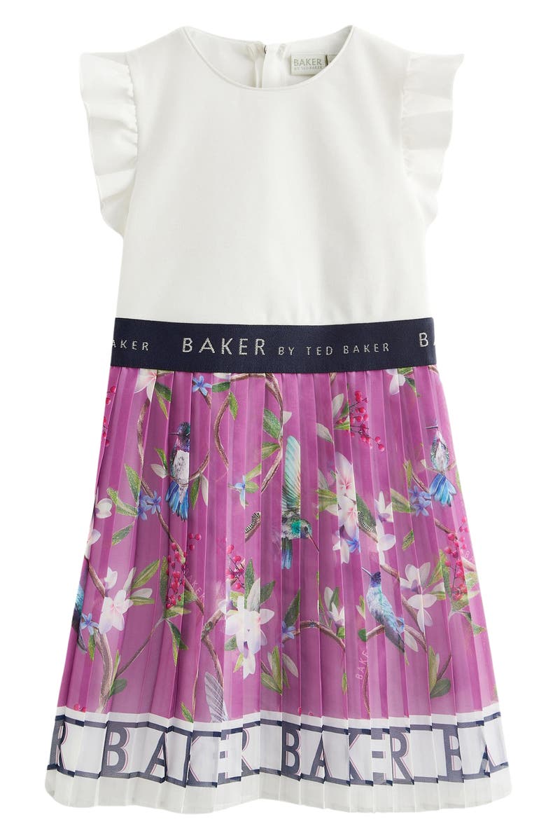Baker by Ted Baker Kids' Floral Mixed Media Dress | Nordstromrack