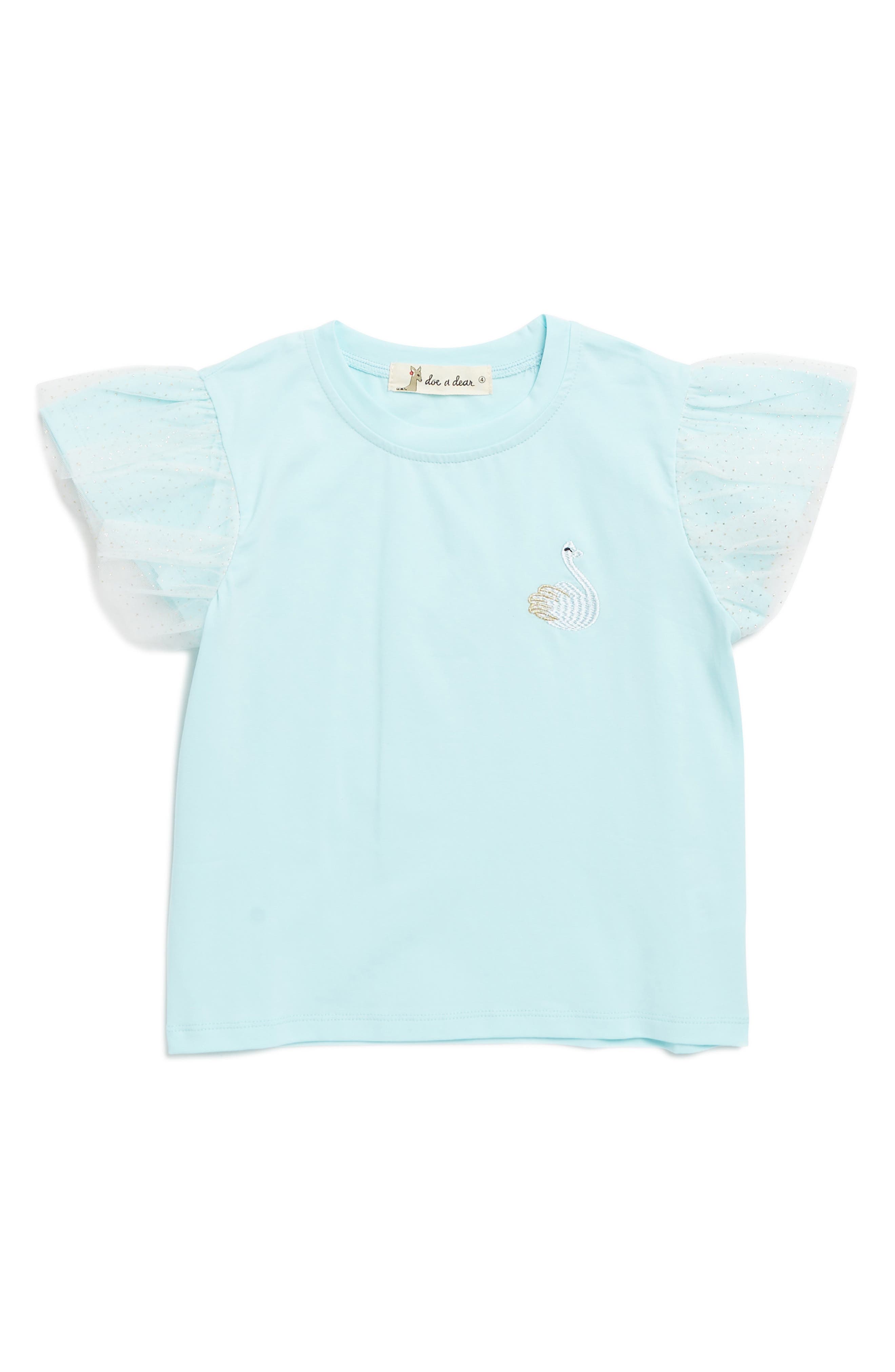 Doe A Dear Kids' Mesh Sleeve Swan T-Shirt | Nordstromrack