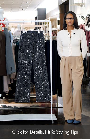 Veronica Beard Crosbie Crystal Embellished High Waist Slim Wide Leg ...