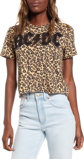 Vinyl Icons AC/DC Leopard Print Crop Tee | Nordstrom