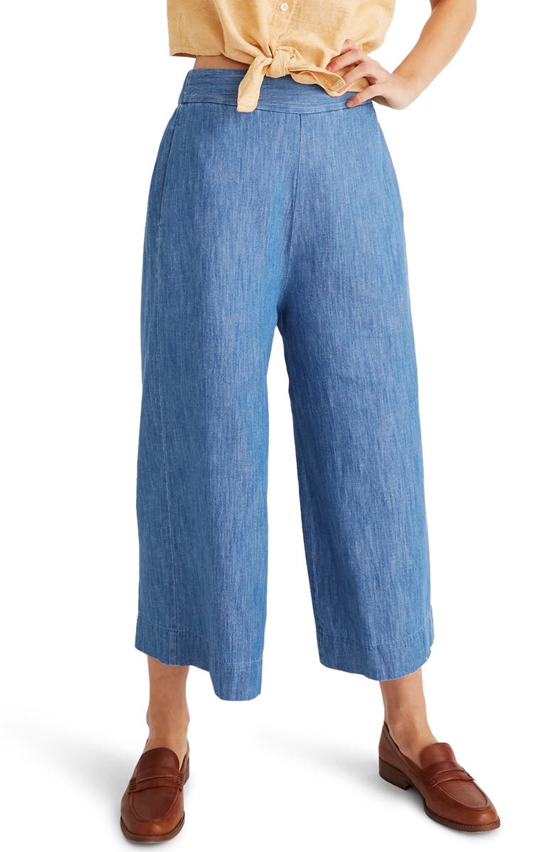 Madewell Huston Pull-On Chambray Crop Pants | Nordstromrack