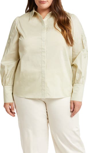 HARSHMAN Devlin Embroidered Sleeve Cotton Button-Up Shirt | Nordstrom
