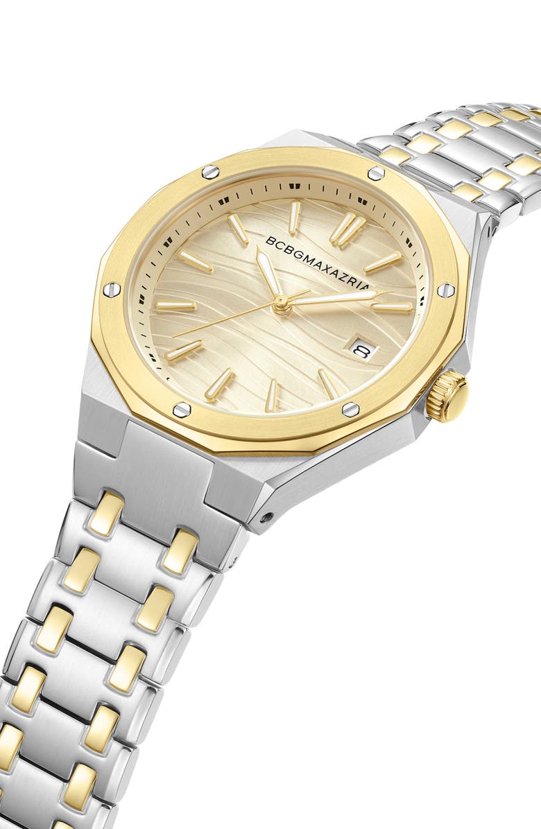 BCBG Max Azria 3-Hand Quartz Two-Tone Bracelet Watch, 36mm | Nordstromrack
