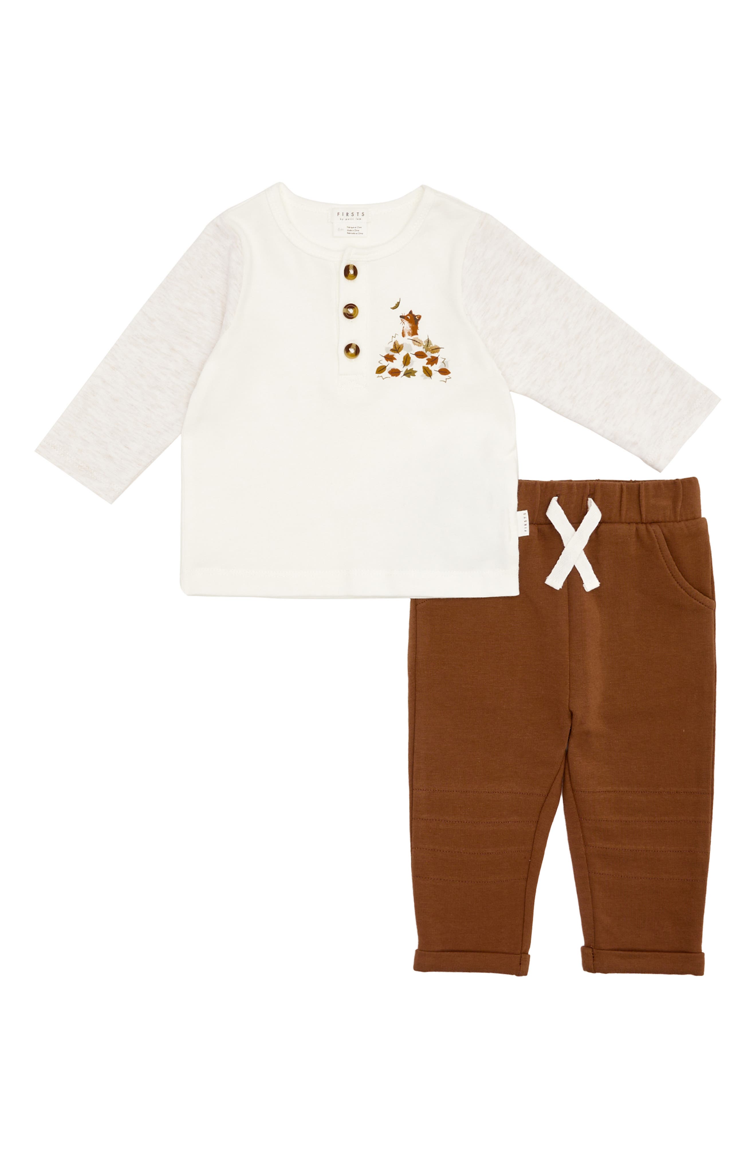 Petit Lem Fox in Leaves Cotton Henley & Pants | Nordstromrack