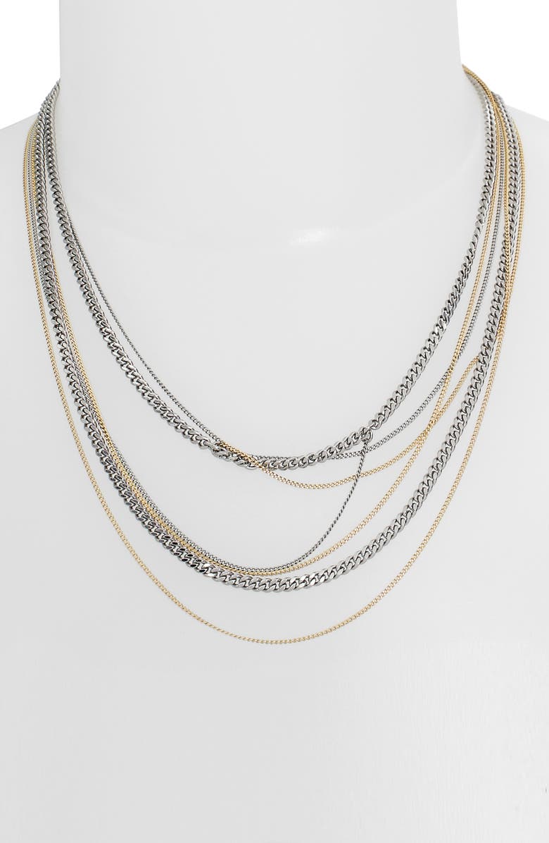 AllSaints Two-Tone Layered Chain Necklace | Nordstromrack