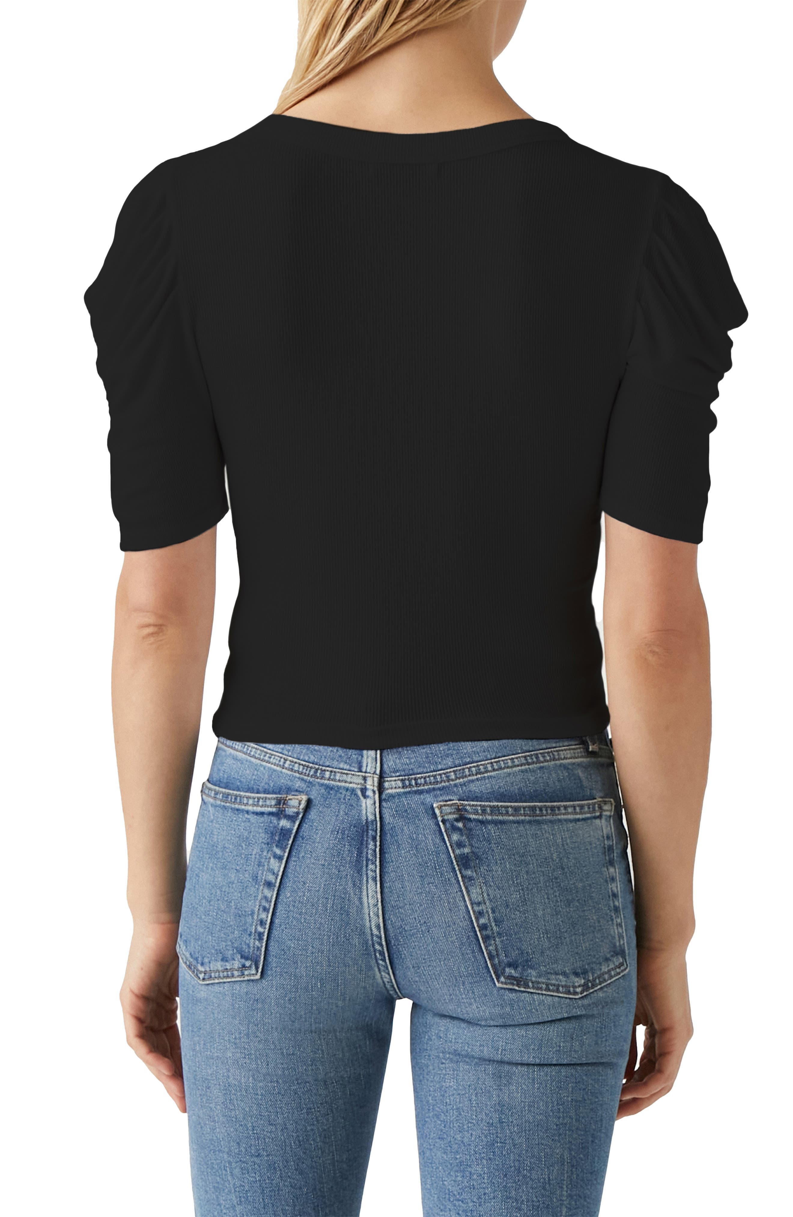 Michael Stars Andrea Pleat Sleeve Rib Top | Nordstrom