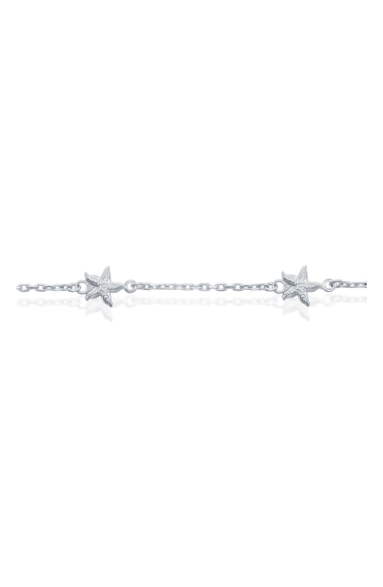SIMONA Sterling Silver Starfish Station Chain Anklet | Nordstromrack