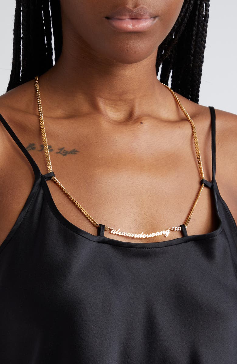 Alexander Wang Crop Logo Hardware Silk Charmeuse Camisole | Nordstromrack