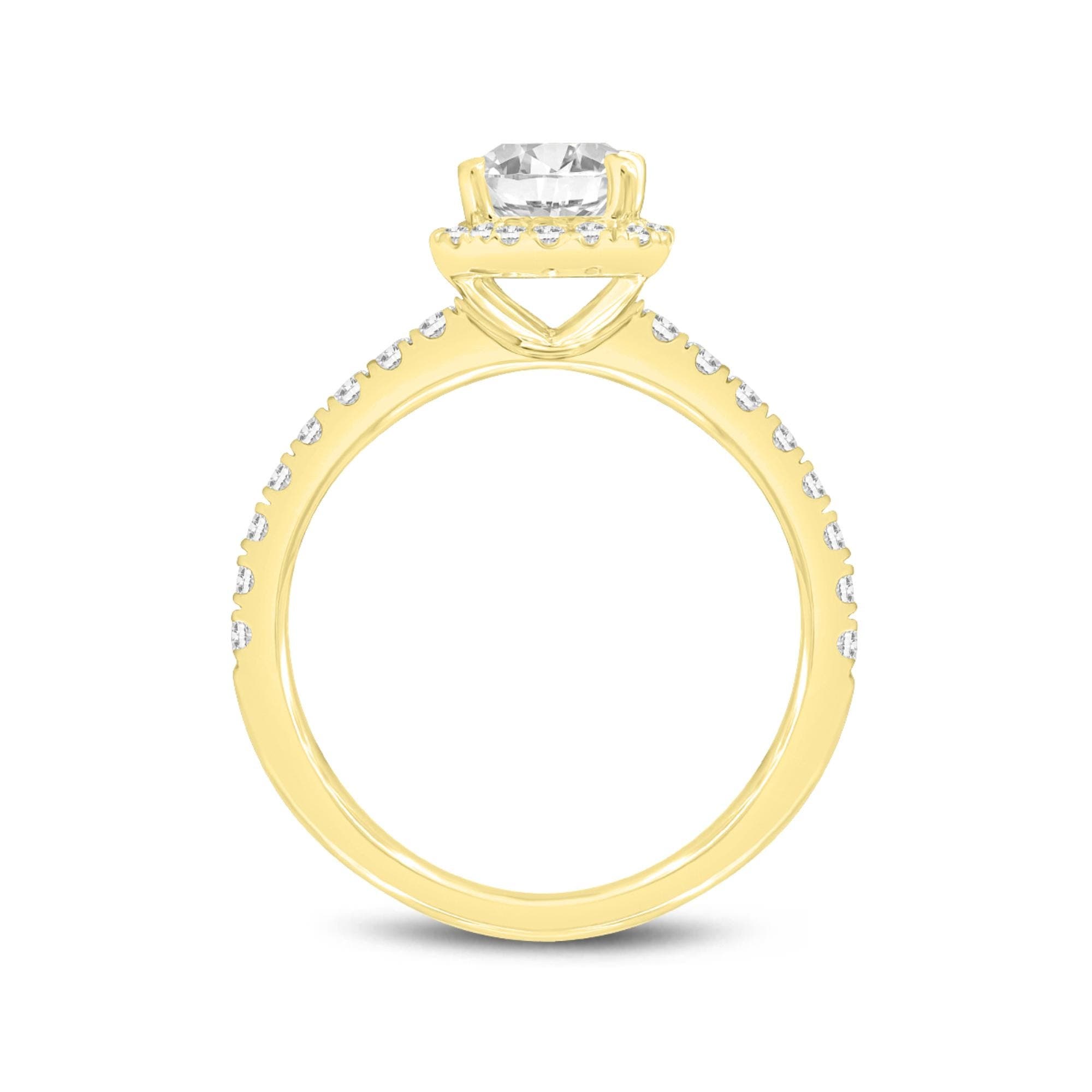 LuvMyJewelry Arpine 14K Yellow Gold Emerald Cut Lab Grown Diamond Halo ...