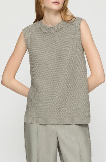Lafayette 148 New York Mercerized Cotton Texture Stitch Sleeveless ...