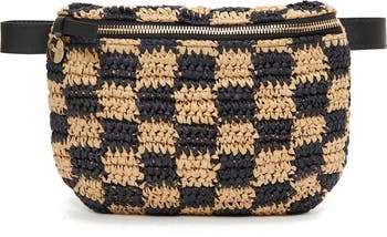 Clare V. Checkerboard Woven Raffia Belt Bag | Nordstrom