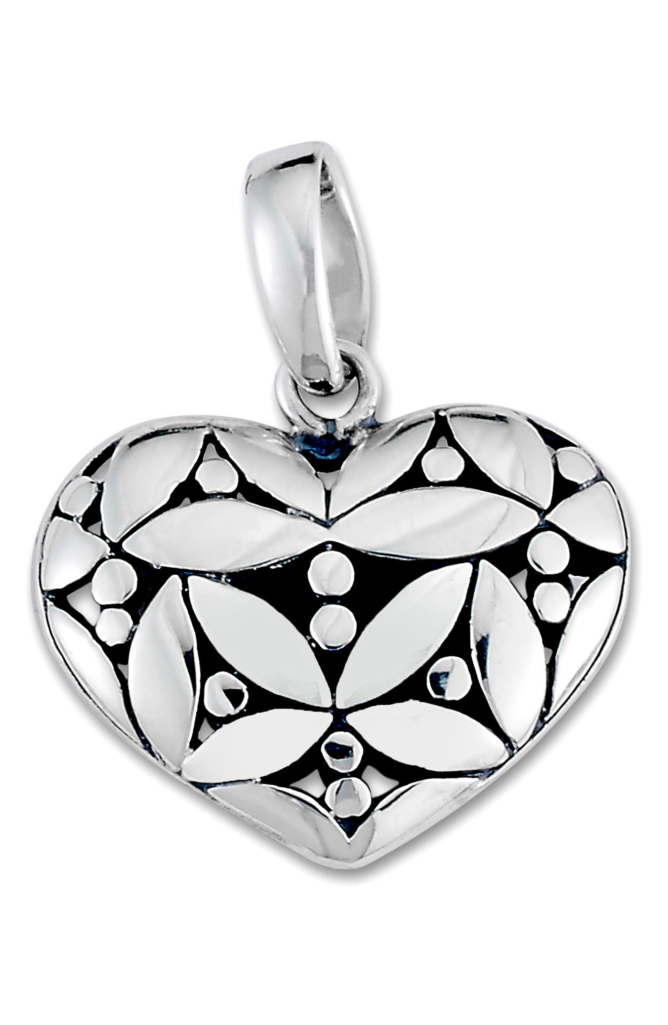 SAMUEL B. Sterling Silver Leaf Design Heart Pendant | Nordstromrack