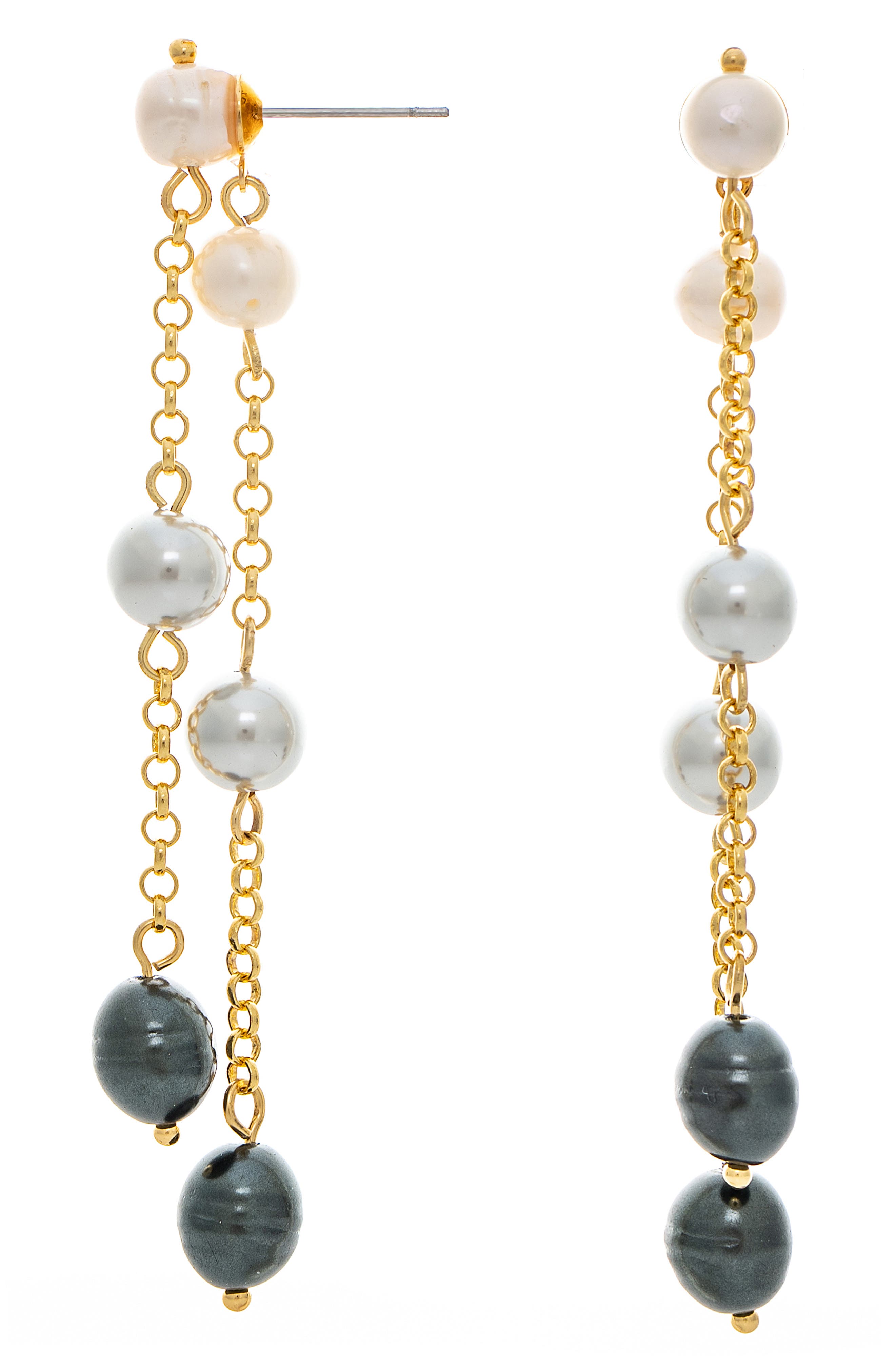 RIVKA FRIEDMAN 18K Gold Plated Faux Pearl Chain Drop Earrings ...