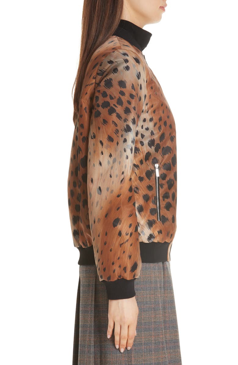 Lafayette 148 New York Melrose Agave Leopard Tech Cloth Bomber Jacket ...