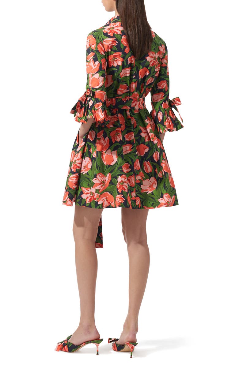 Carolina Herrera Tulip Print Ruffle Cuff Stretch Poplin Shirtdress ...