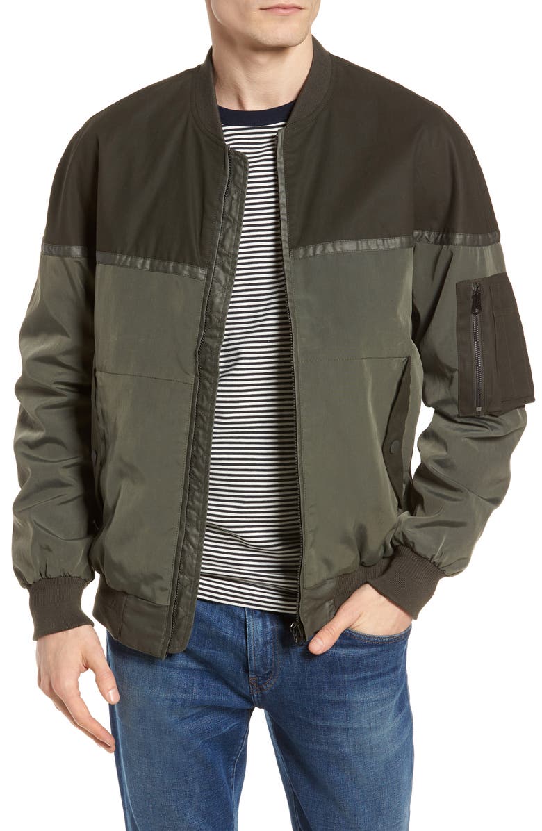 French Connection Patchwork Waxed Bomber Jacket | Nordstrom