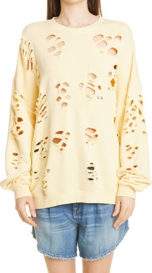 R13 Super Distressed Oversized Cotton Blend Sweatshirt | Nordstrom