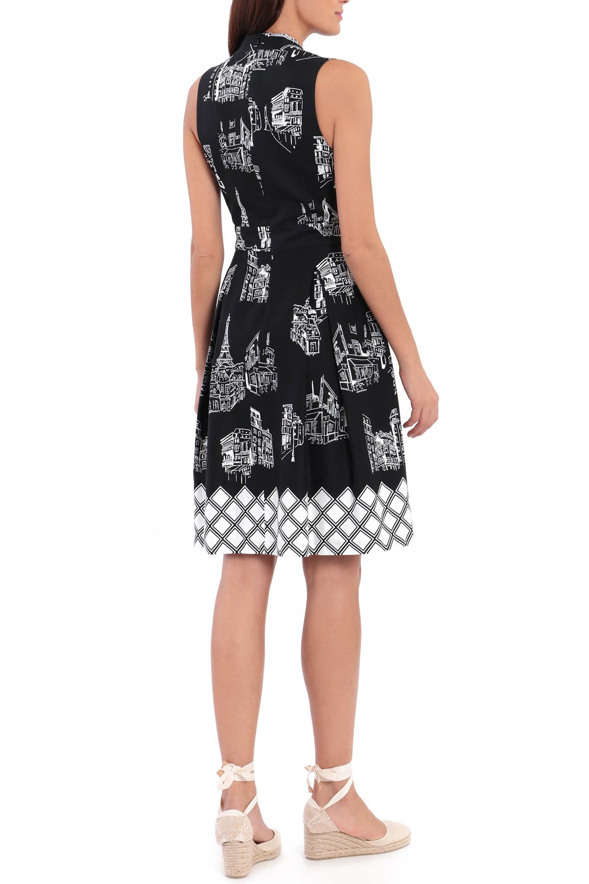 London Times Pleated Halter Tie Front Border Print Dress | Nordstromrack