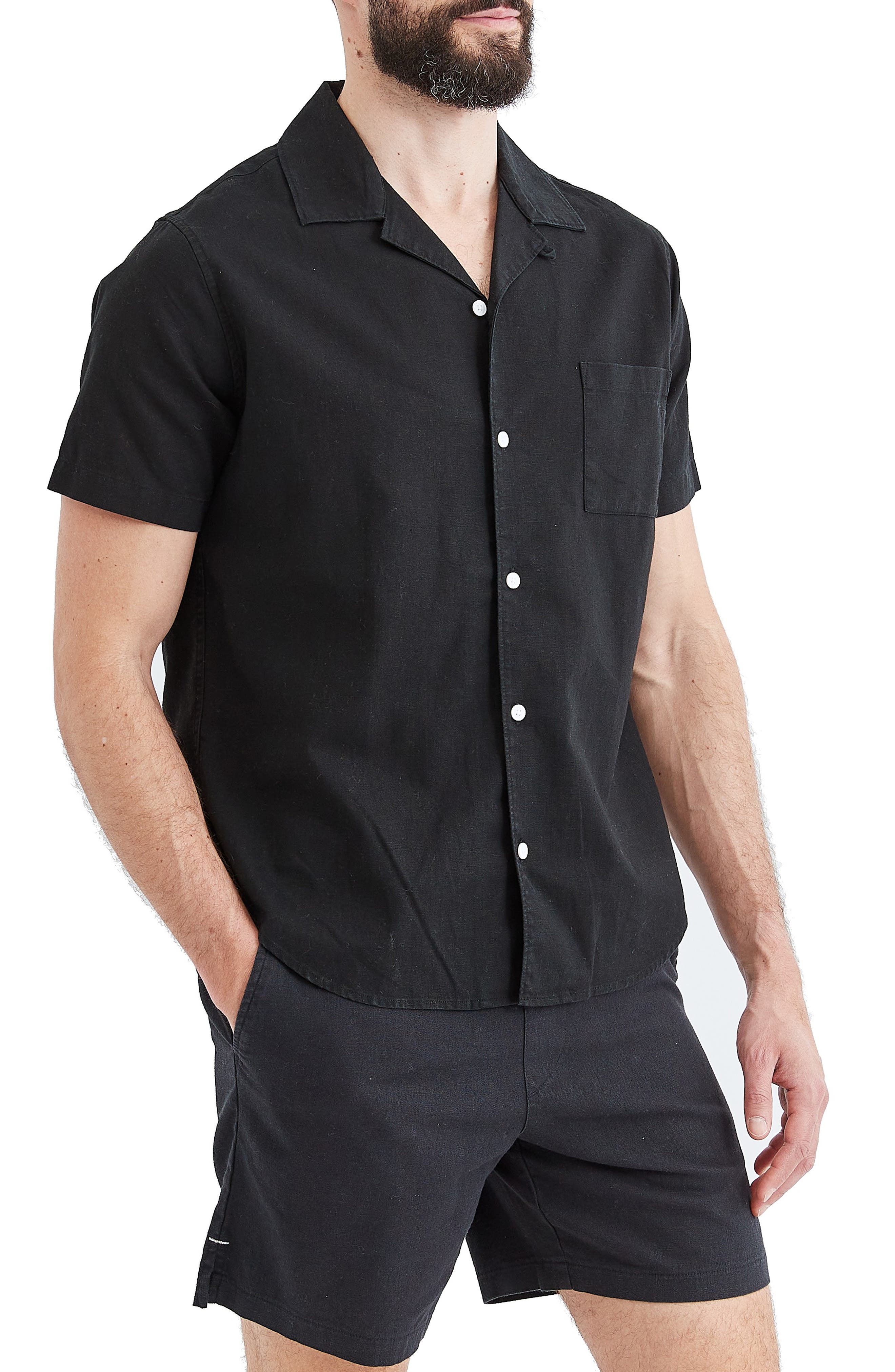 Goodlife Short Sleeve Linen & Cotton Button-Up Shirt | Nordstromrack
