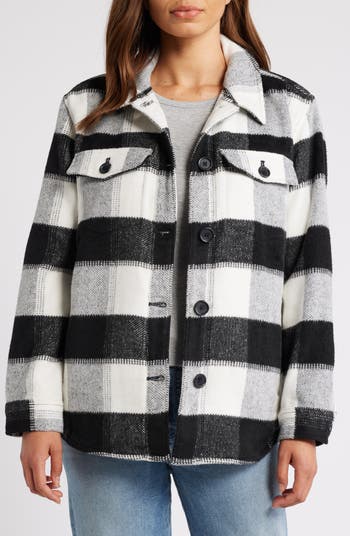 Caslon® Plaid Brushed Flannel Shacket | Nordstromrack