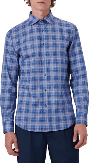 Bugatchi Shaped Fit Plaid Stretch Cotton Button-Up Shirt | Nordstrom