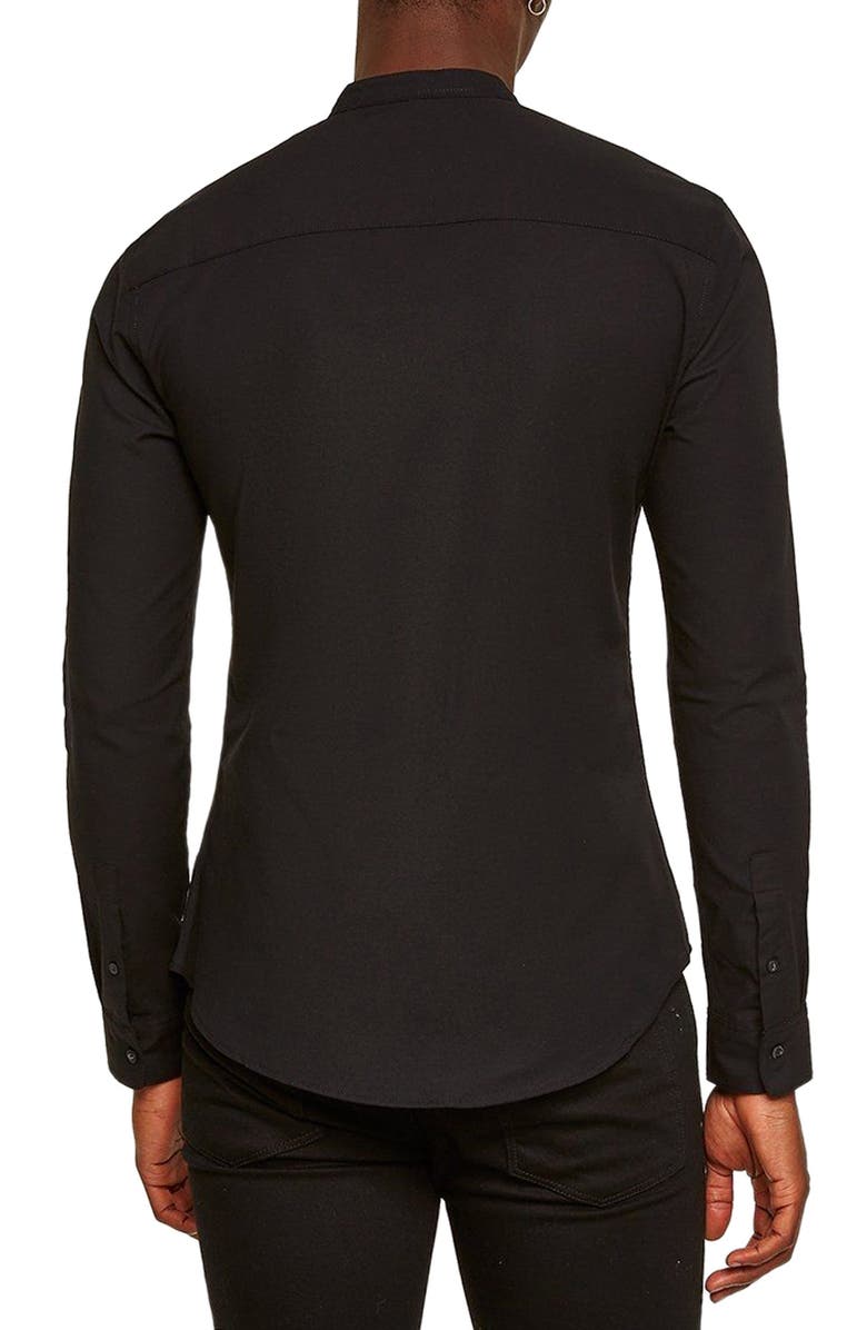 Topman Muscle Fit Stretch Oxford Band Collar Shirt | Nordstrom