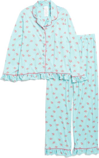 RENE ROFE Kids' Flower Print Warm & Fuzzy Two-Piece Pajamas | Nordstromrack