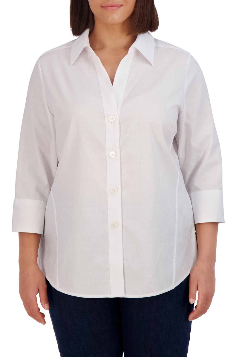 Foxcroft Paityn Croc Jacquard Cotton Blend Button-Up Shirt | Nordstromrack