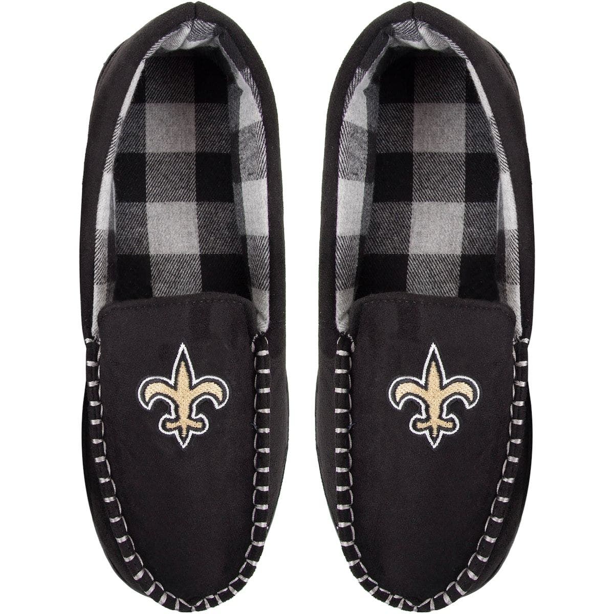 FOCO Men's FOCO New Orleans Saints Team Logo Flannel Moccasin Slippers ...